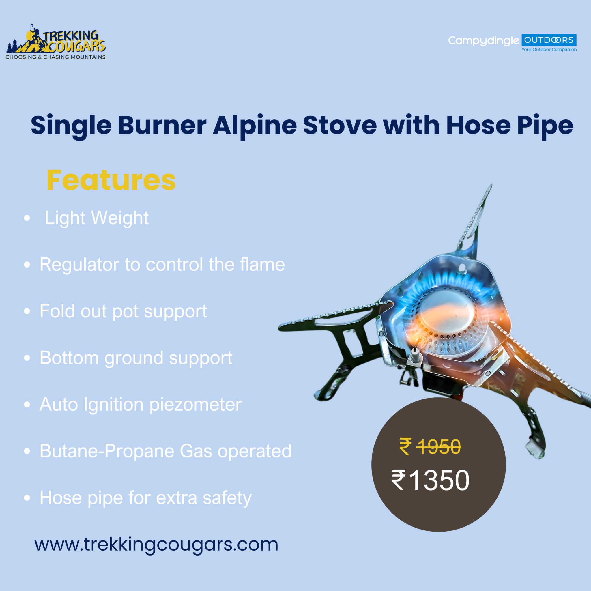 Single Burner Alpine Stove with Hose Pipe – Trekking Cougars shopping web